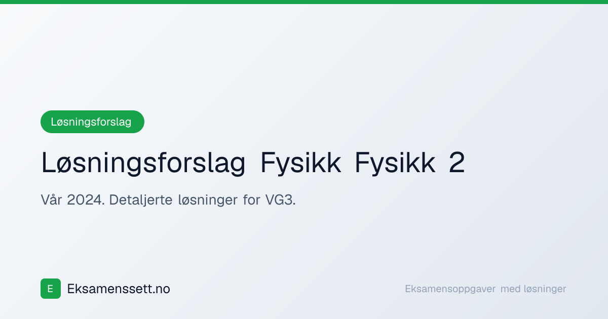 Løsning Fysikk 2 Vår 2024 | Eksamenssett